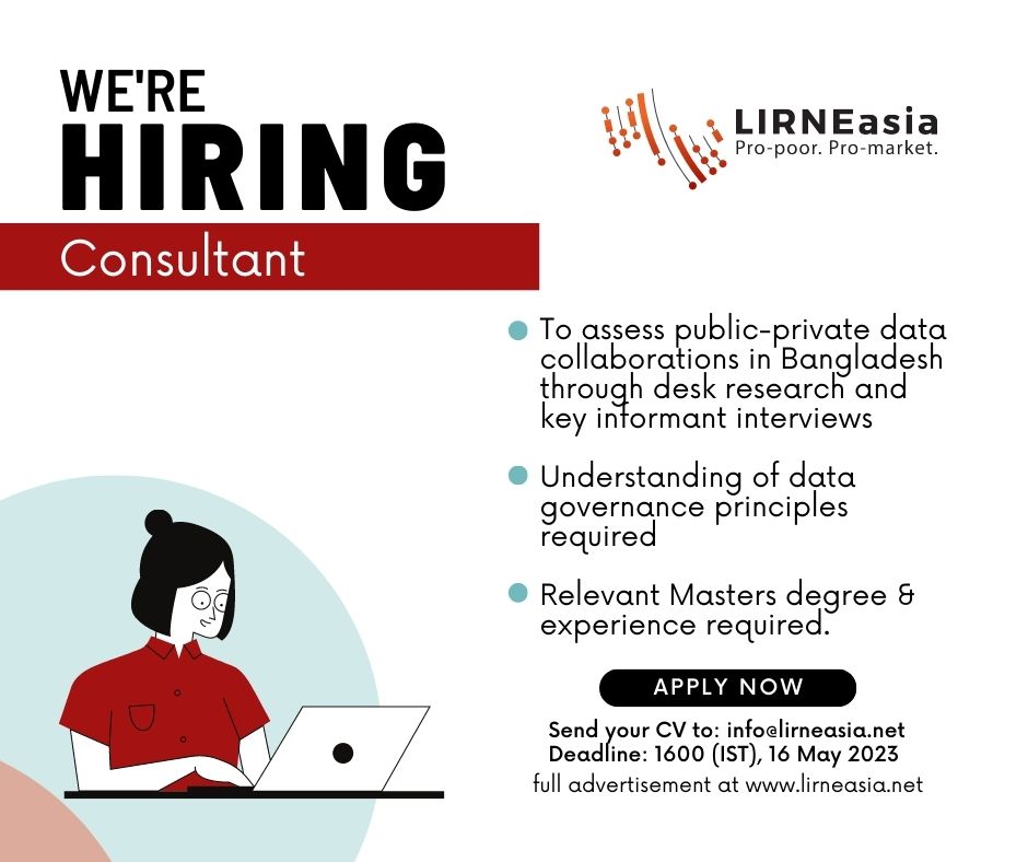 LIRNEasia is hiring: Consultant — LIRNEasia