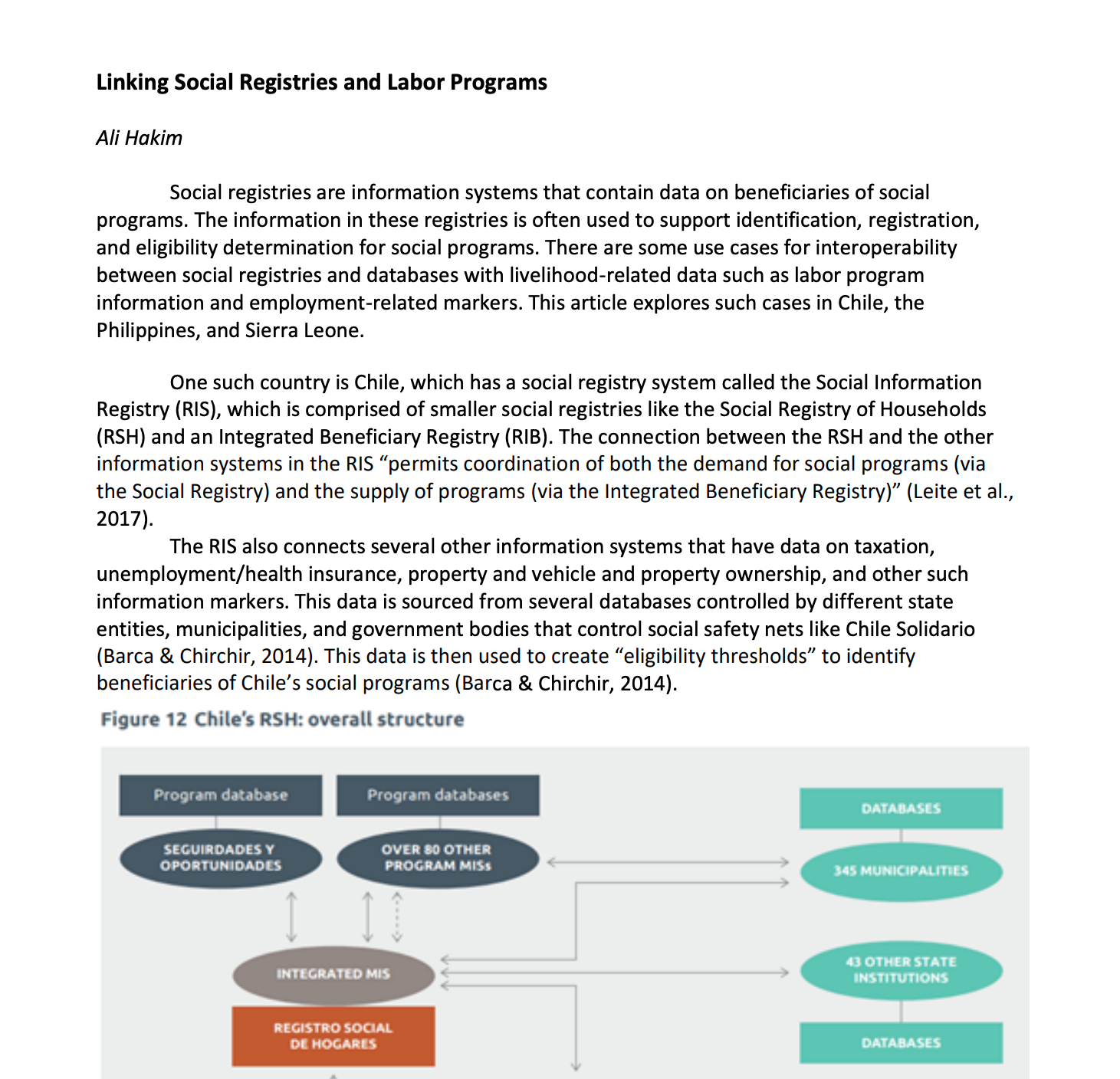 Linking social registries and labour programmes: Insights from Chile ...